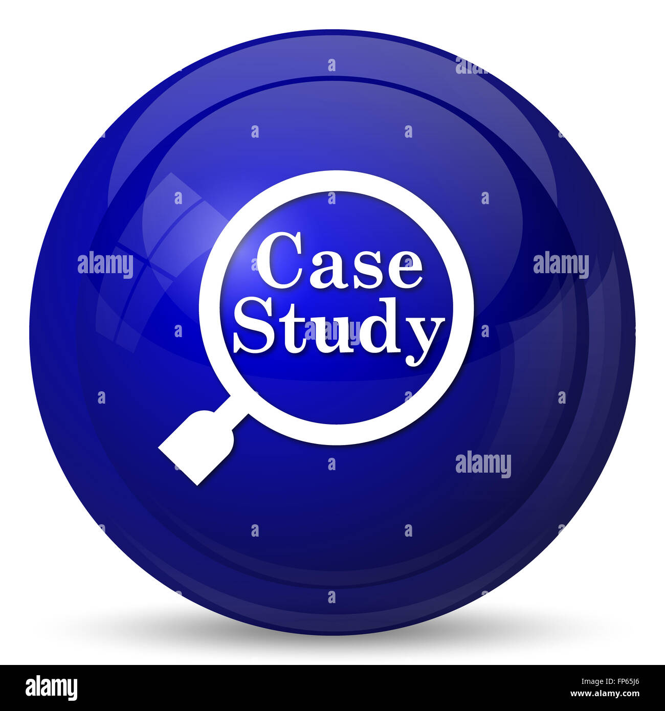 Case study icon. Internet button on white background Stock Photo - Alamy