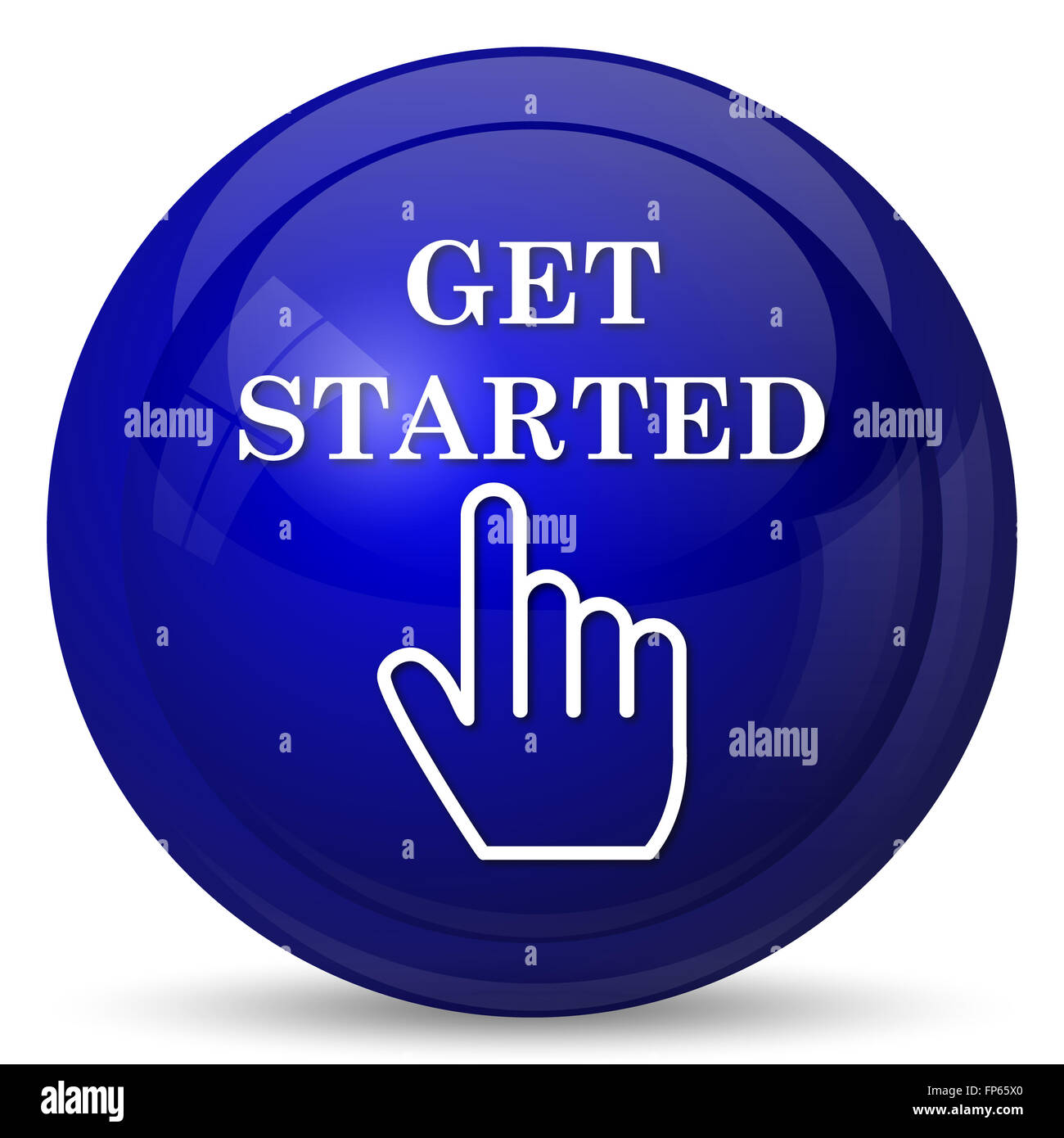 Get started icon. Internet button on white background Stock Photo - Alamy