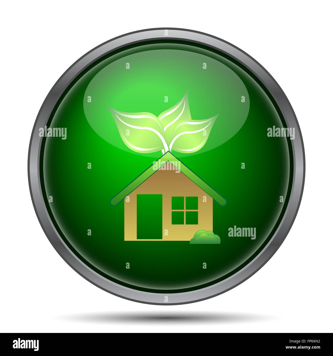 Eco house icon. Internet button on white background Stock Photo - Alamy