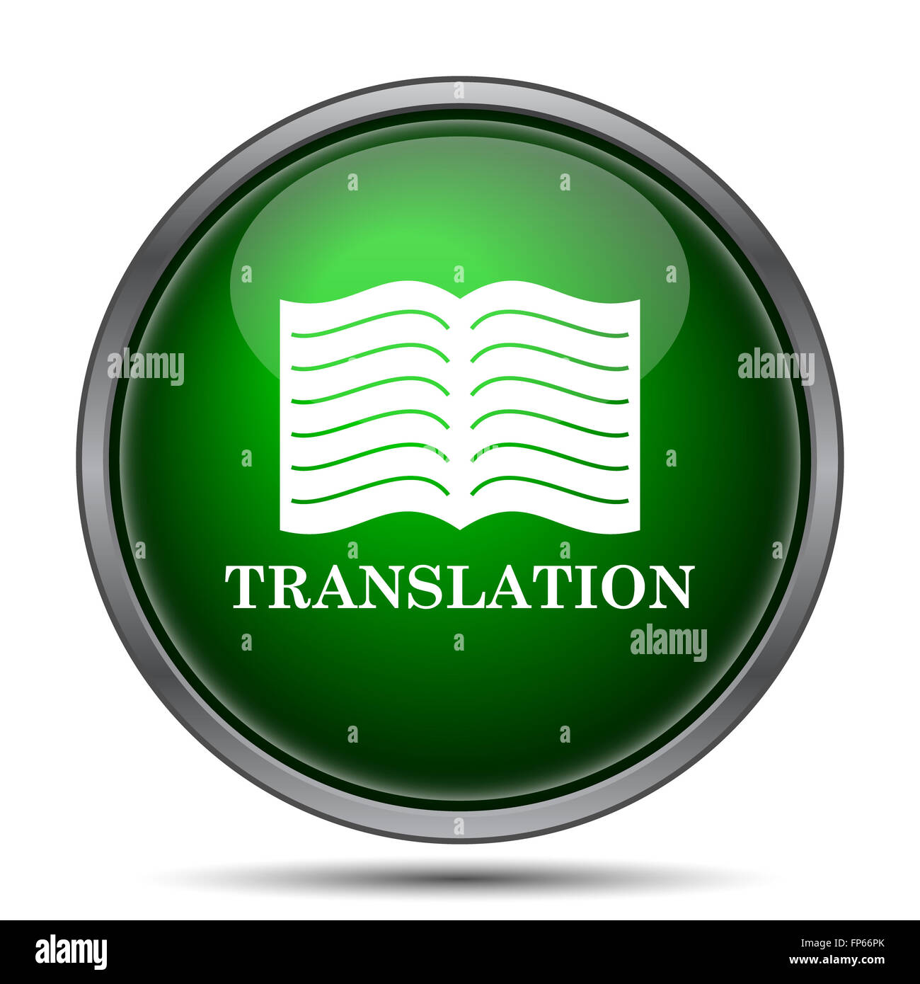 Translation book icon. Internet button on white background Stock Photo ...