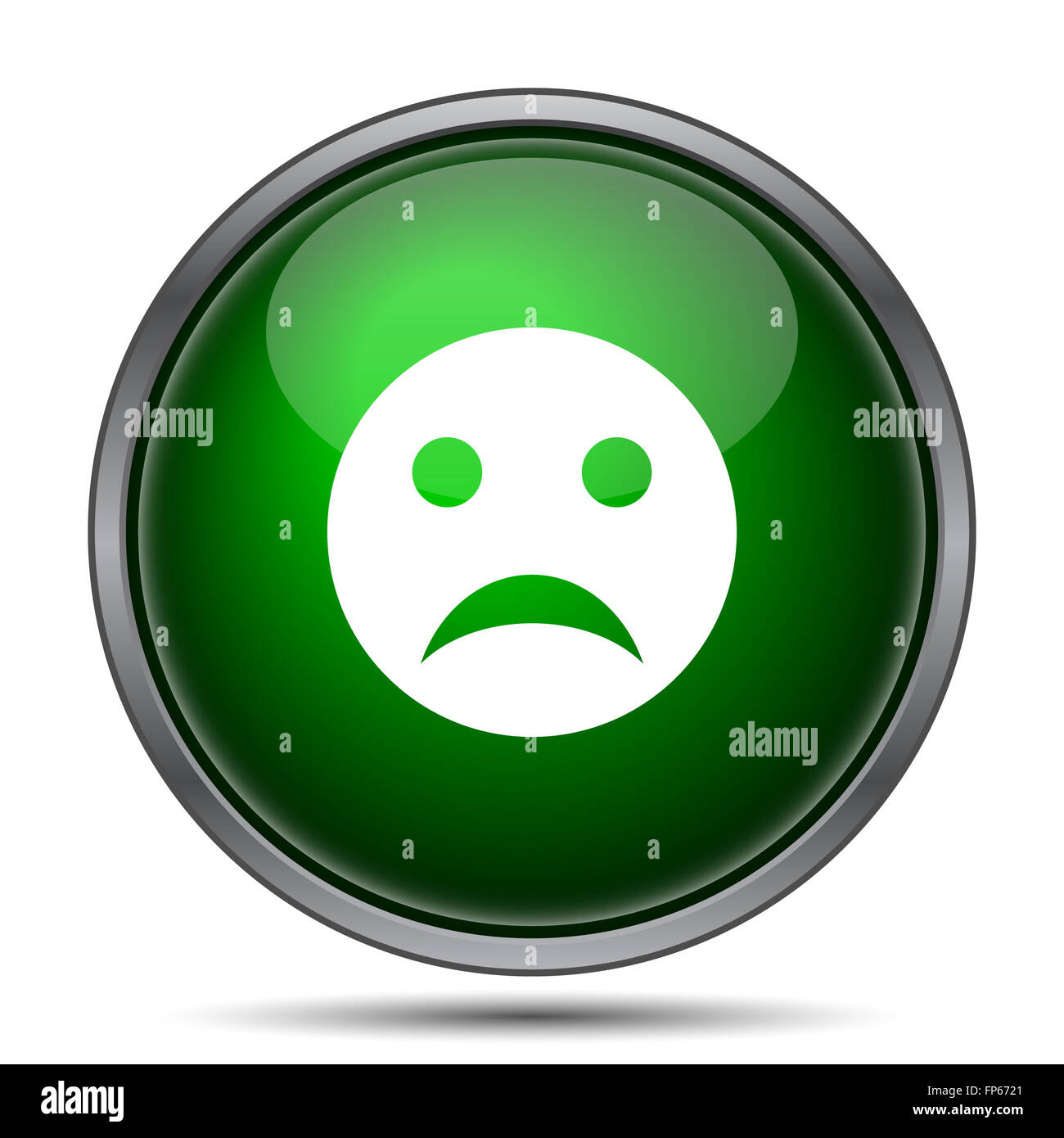 Sad smiley icon. Internet button on white background Stock Photo - Alamy