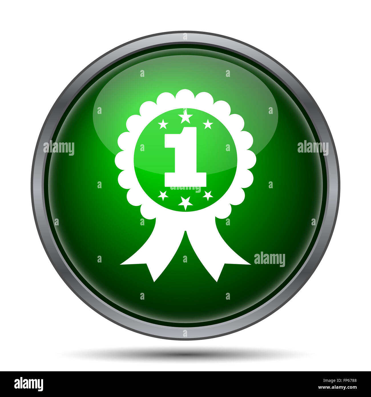 First prize ribbon icon. Internet button on white background Stock ...