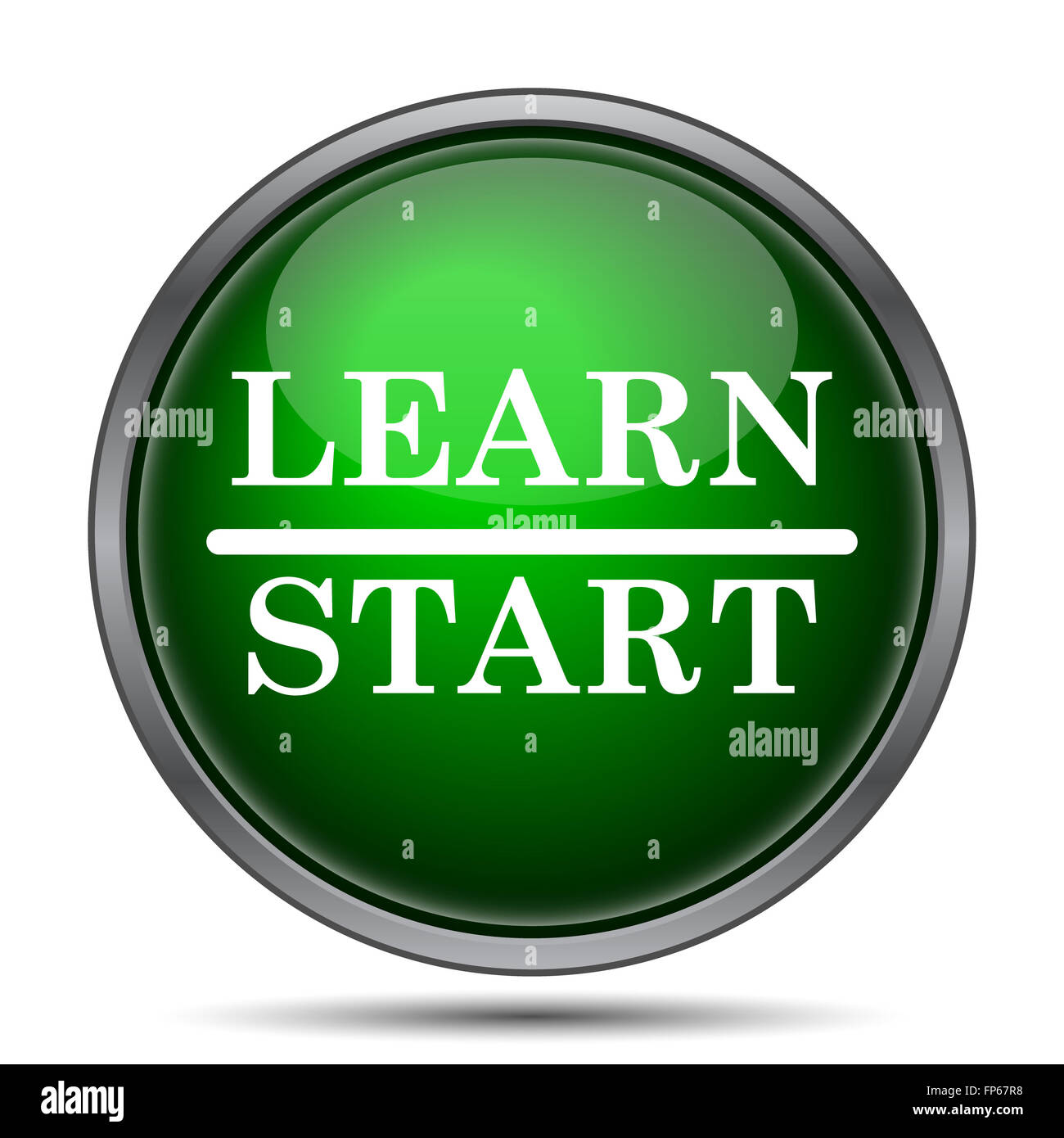 Start learn icon. Internet button on white background Stock Photo - Alamy