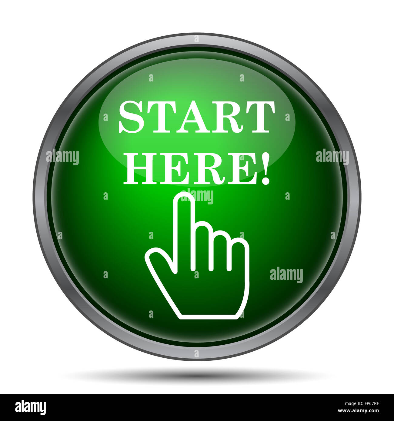 Start here icon. Internet button on white background Stock Photo - Alamy