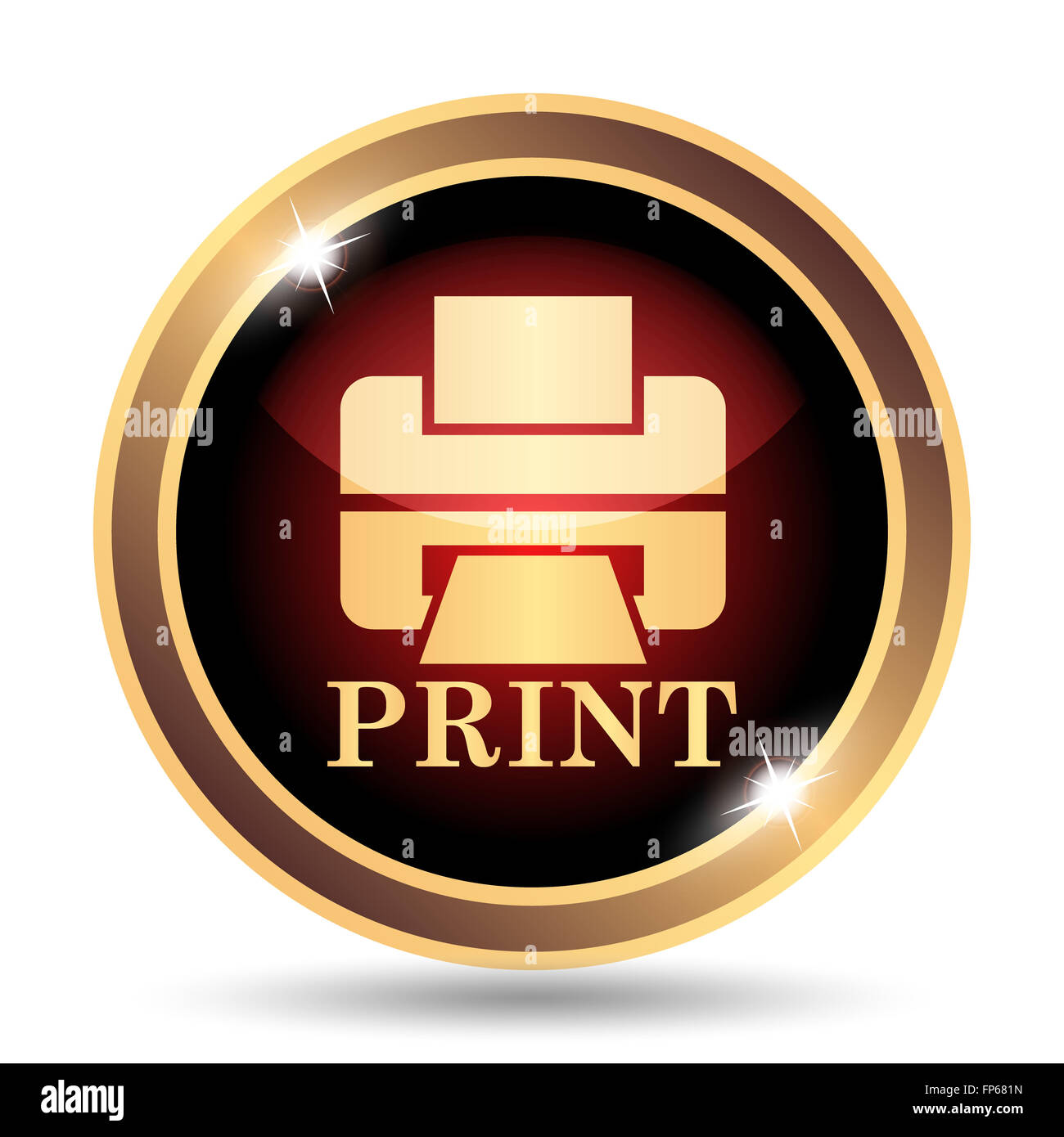 Printer with word PRINT icon. Internet button on white background Stock ...