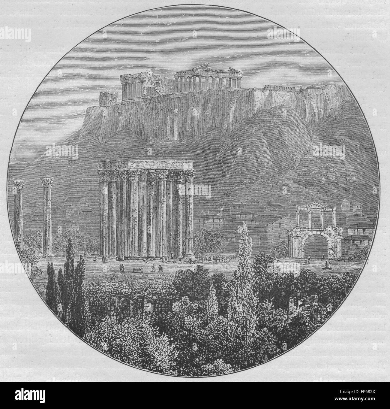 ATHENS: The Acropolis, Gate of Hadrian, and Ruins of Temple of Jupiter ...