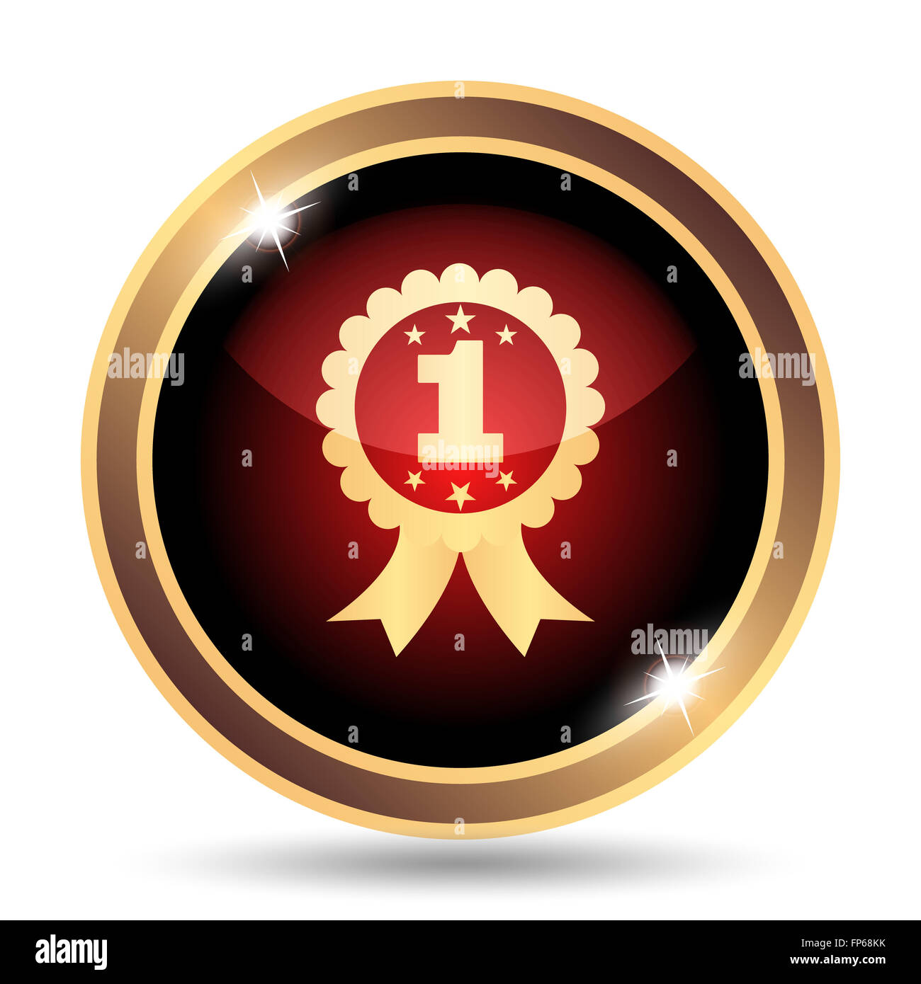 First prize ribbon icon. Internet button on white background Stock ...