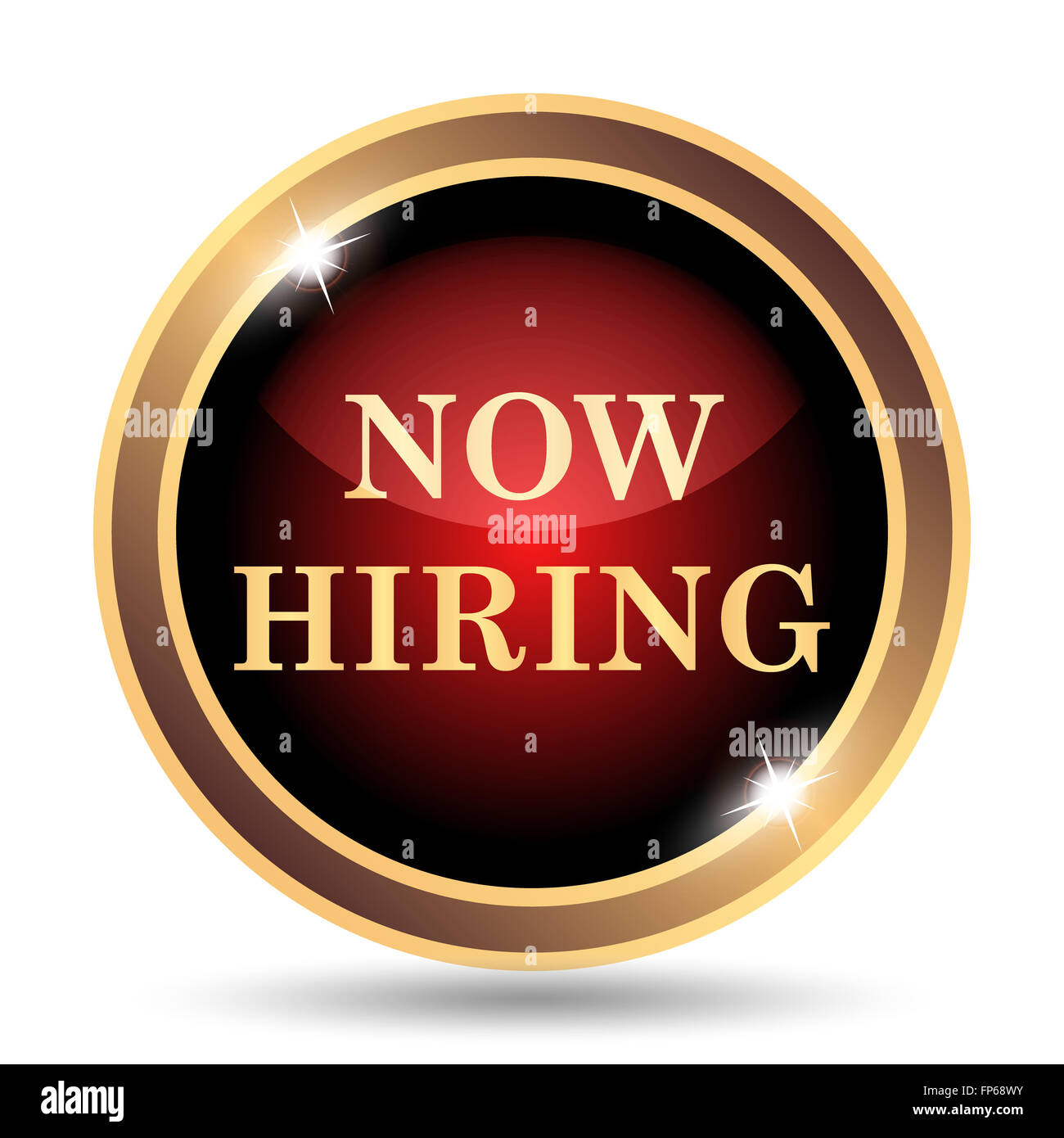 Now hiring icon. Internet button on white background Stock Photo - Alamy