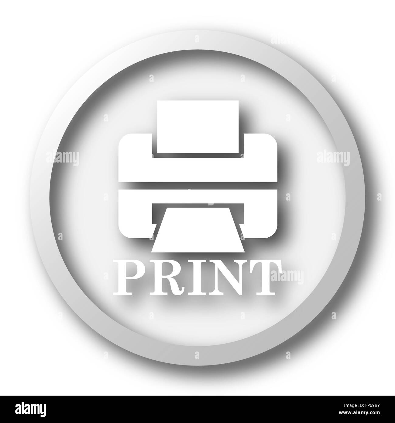 Printer with word PRINT icon. Internet button on white background Stock ...