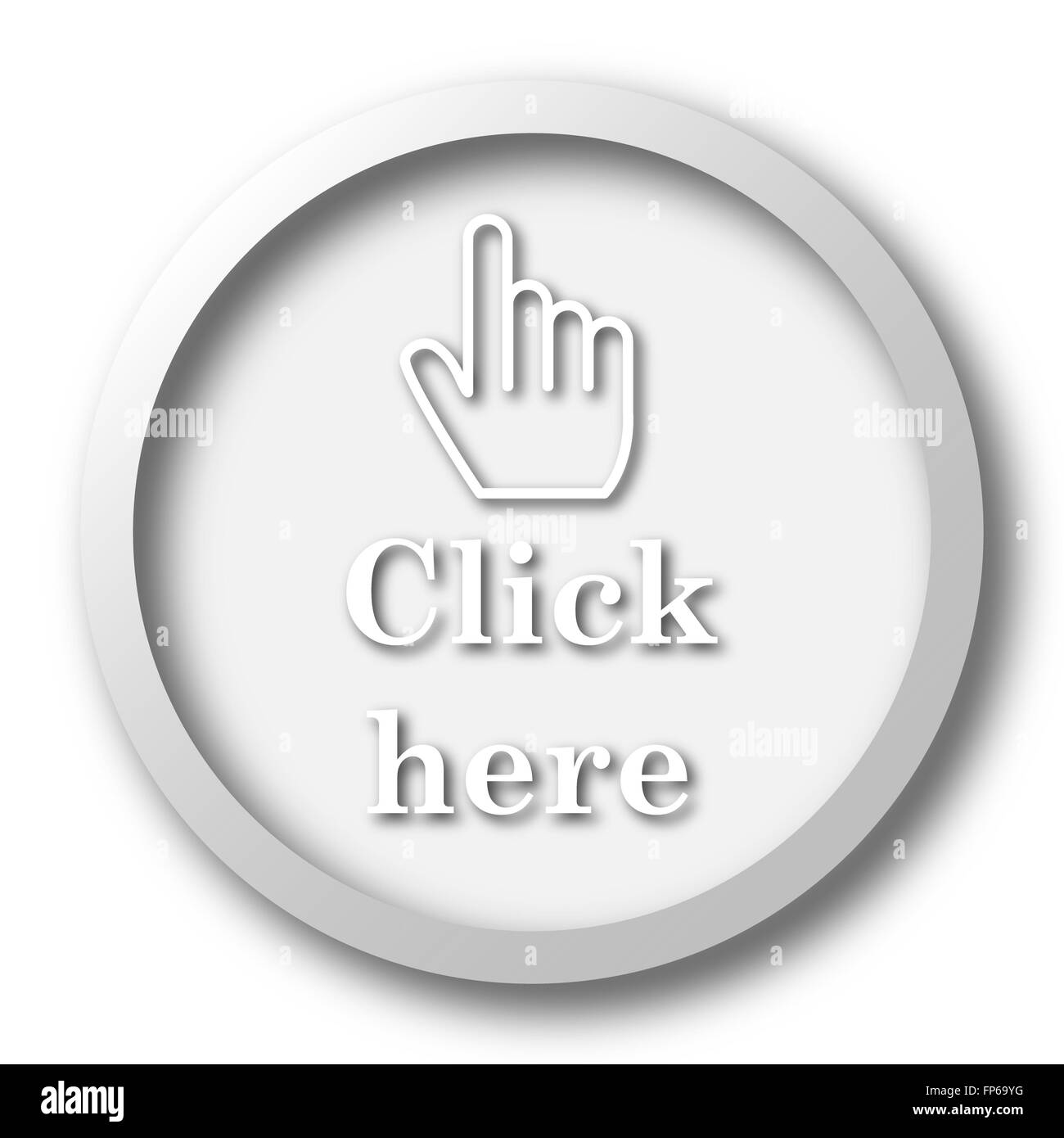 Click here icon. Internet button on white background Stock Photo - Alamy
