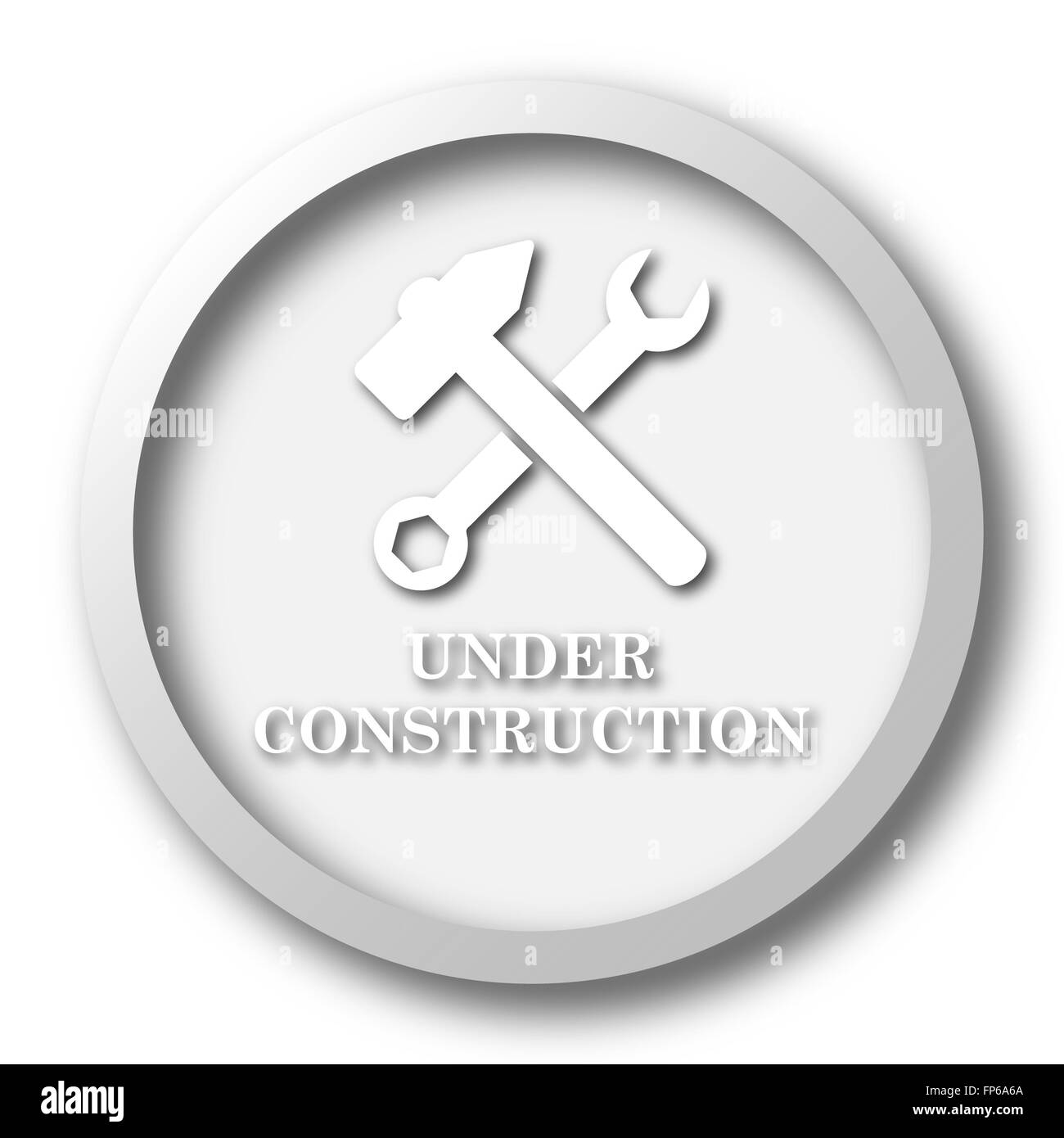 Under construction icon. Internet button on white background Stock ...