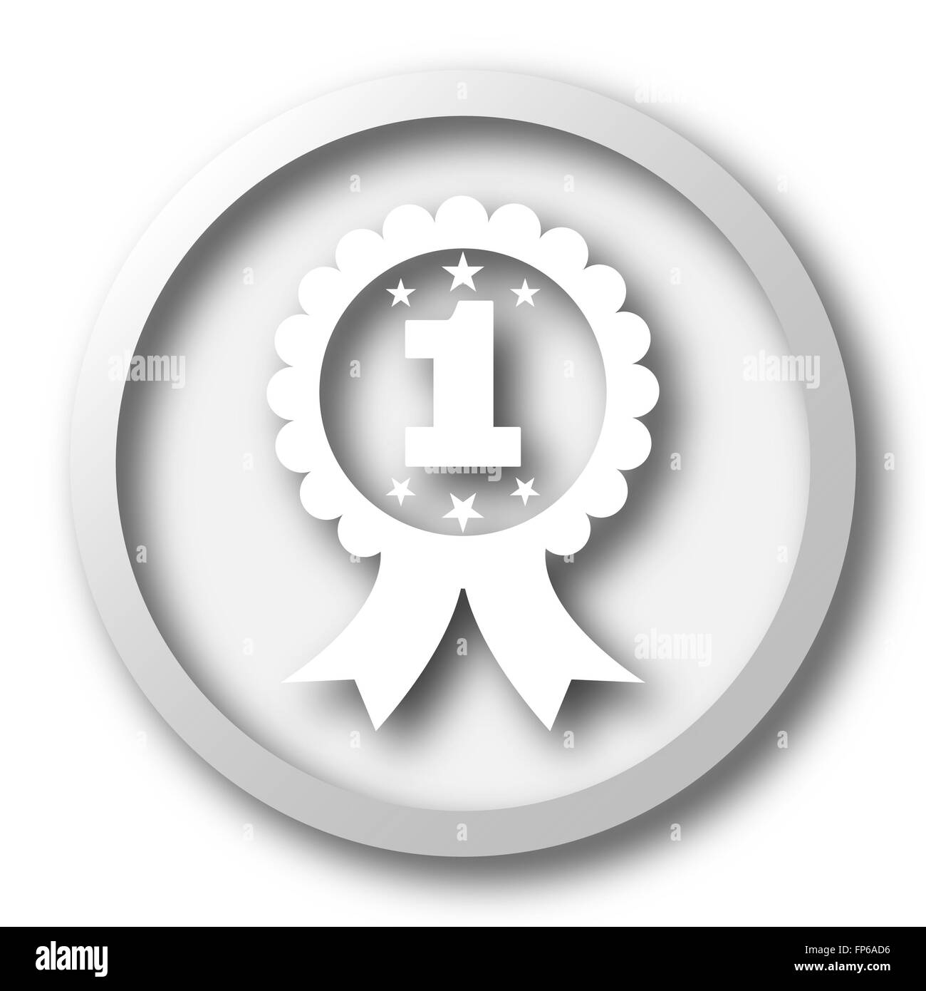 First prize ribbon icon. Internet button on white background Stock ...