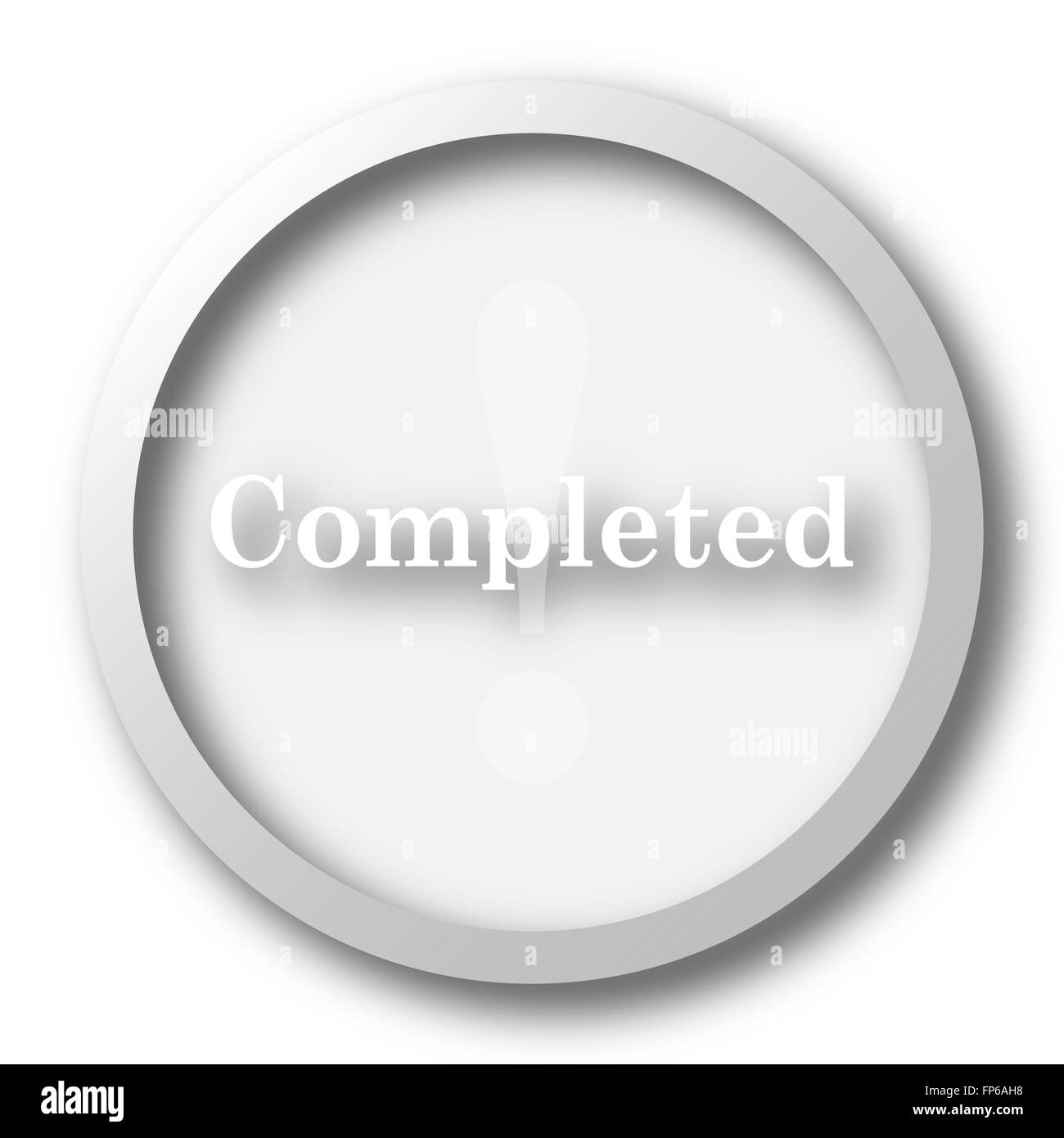 Completed icon. Internet button on white background Stock Photo - Alamy