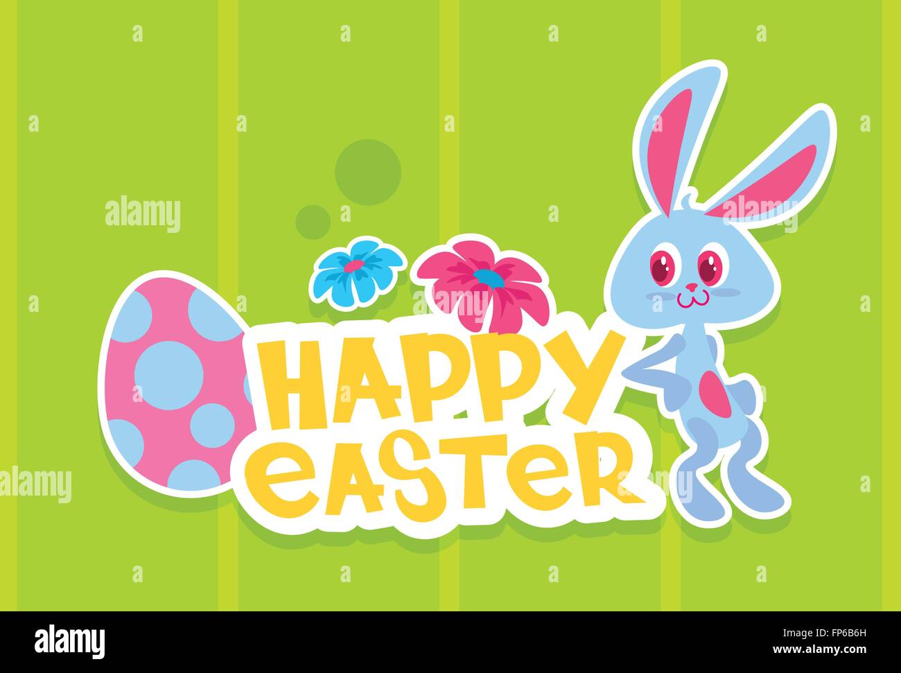 Rabbit Bunny Painted Eggs Happy Easter Holiday Banner Colorful Greeting ...