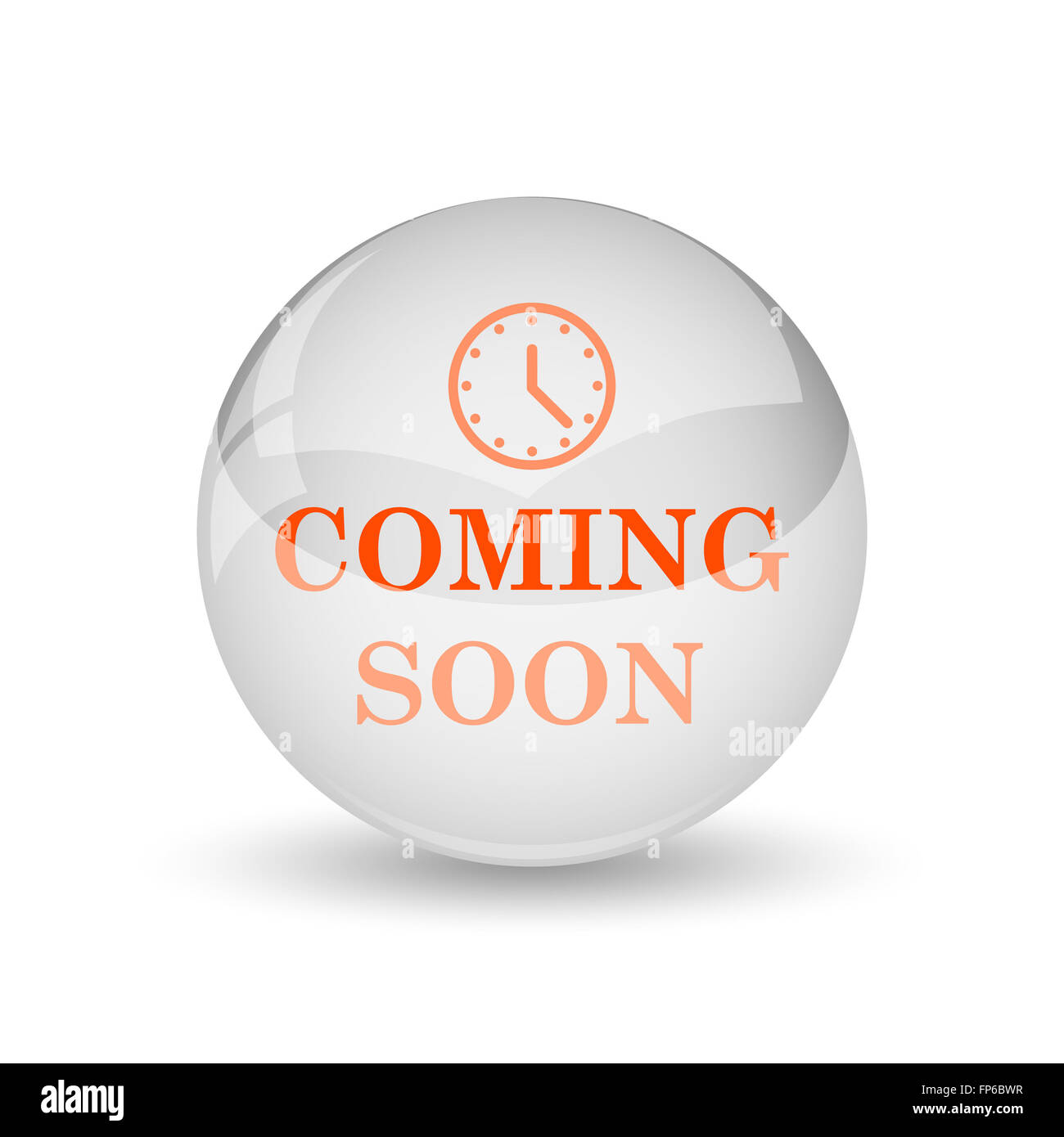 Coming soon icon. Internet button on white background Stock Photo - Alamy