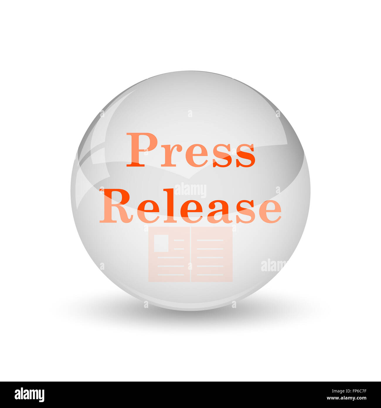 Press release icon. Internet button on white background Stock Photo - Alamy