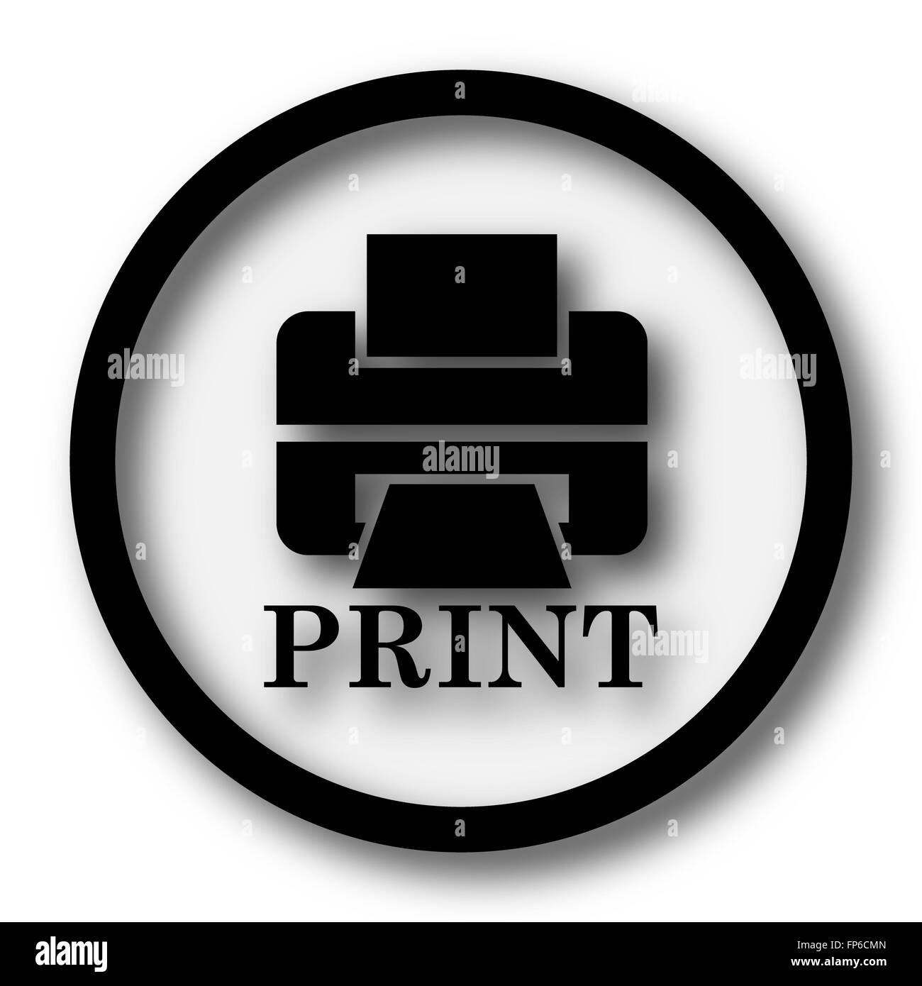 Printer with word PRINT icon. Internet button on white background Stock ...