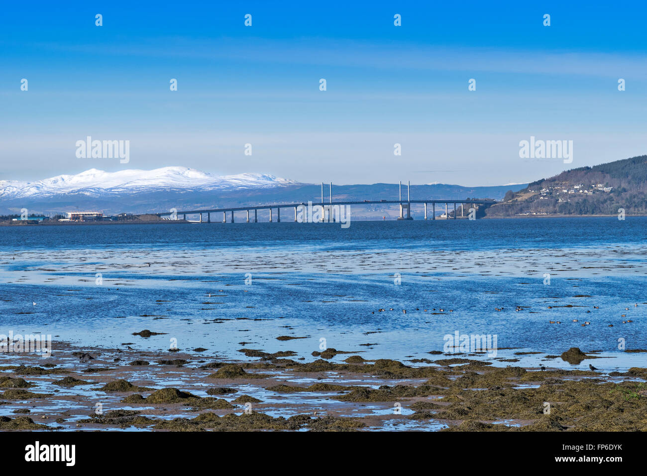 KESSOCK BRIDGE OVER THE BEAULY FIRTH INVERNESS WITH SNOW ON THE HILLS ...