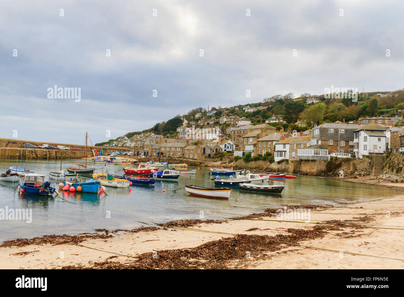 Mousehole ,Cornwall - October 22, 2014. Historic fishing harbour ...