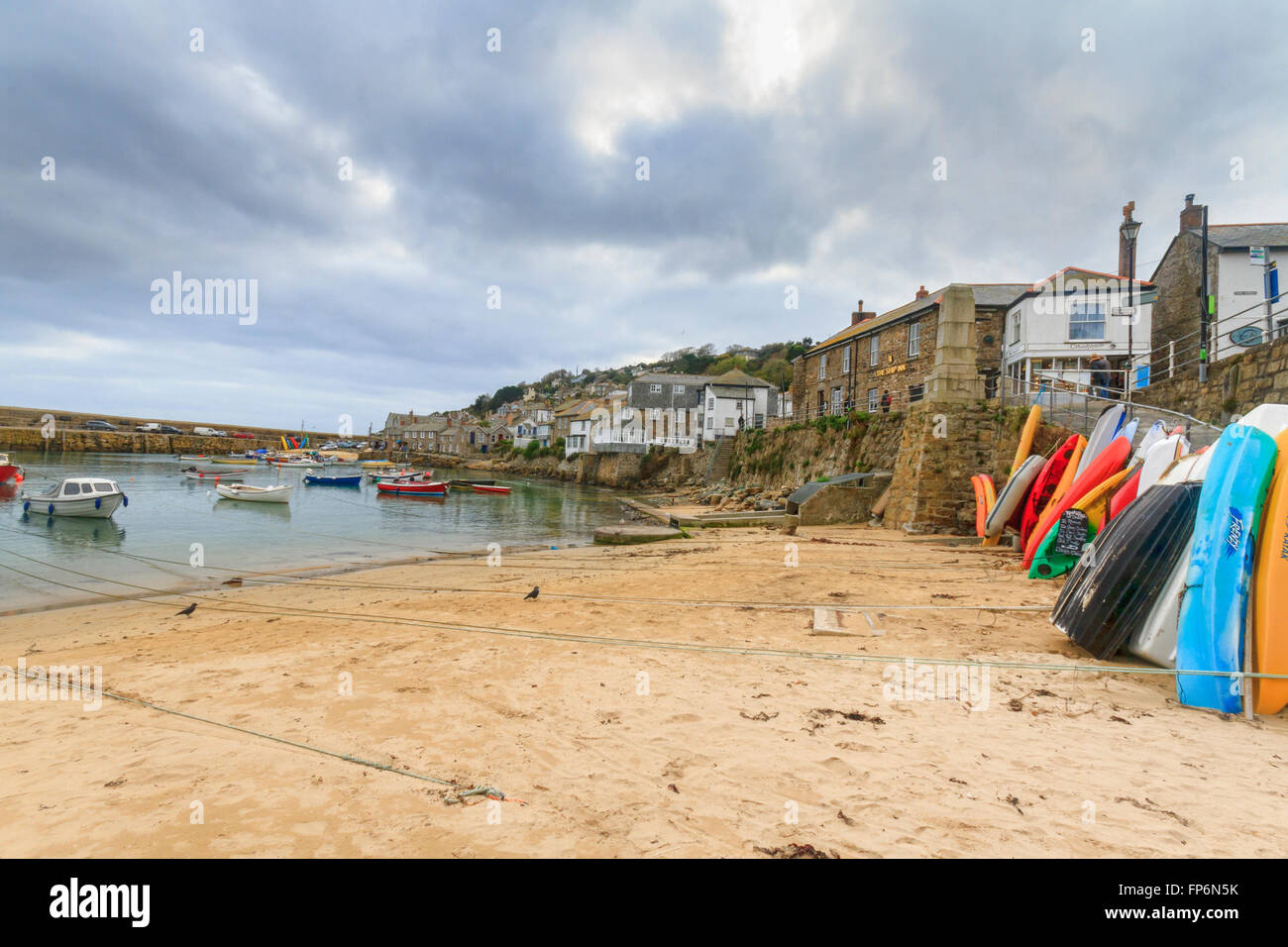 Mousehole Cornwall - October 22, 2014. Historic fishing harbour ...