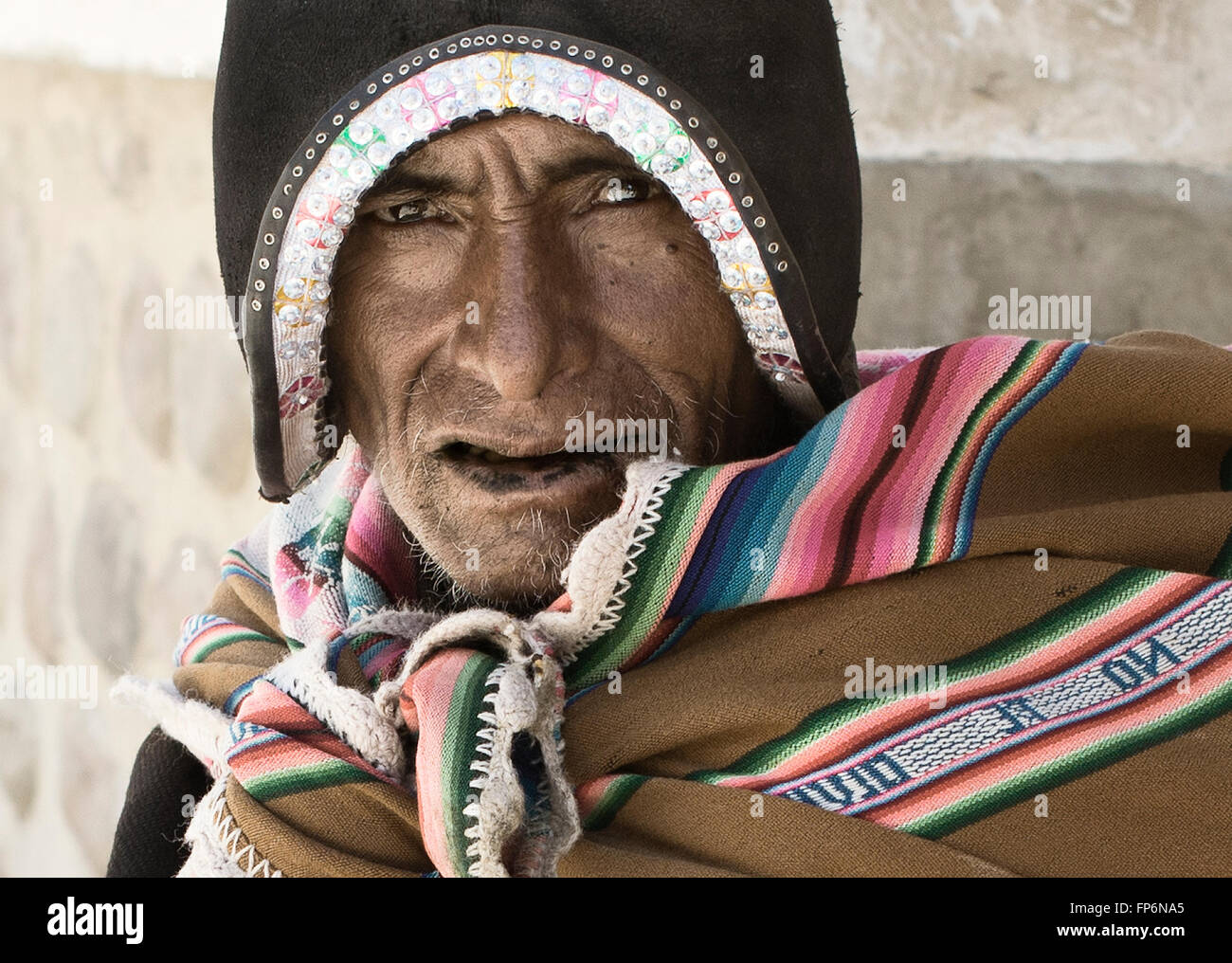 Portrait of a indigenous man from the Jatun Yampara Indigenous ...