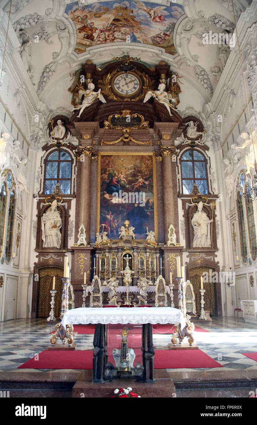 Main altar, Saint Benedict basilica in the famous Benediktbeuern abbey ...