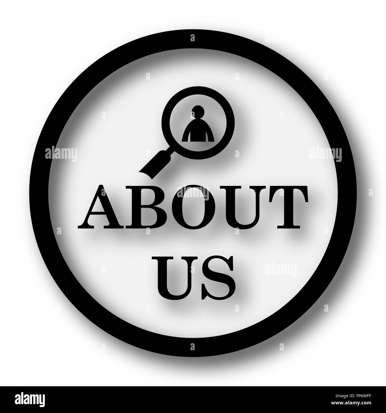 About us icon. Internet button on white background Stock Photo - Alamy