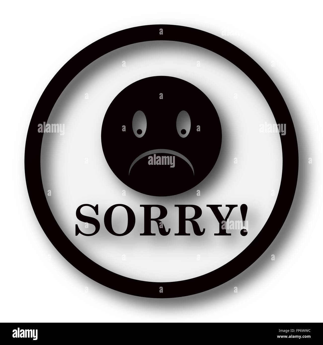 Sorry icon. Internet button on white background Stock Photo - Alamy