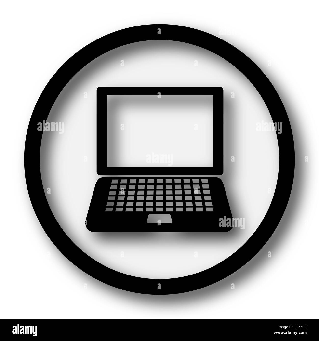 Laptop icon. Internet button on white background Stock Photo - Alamy