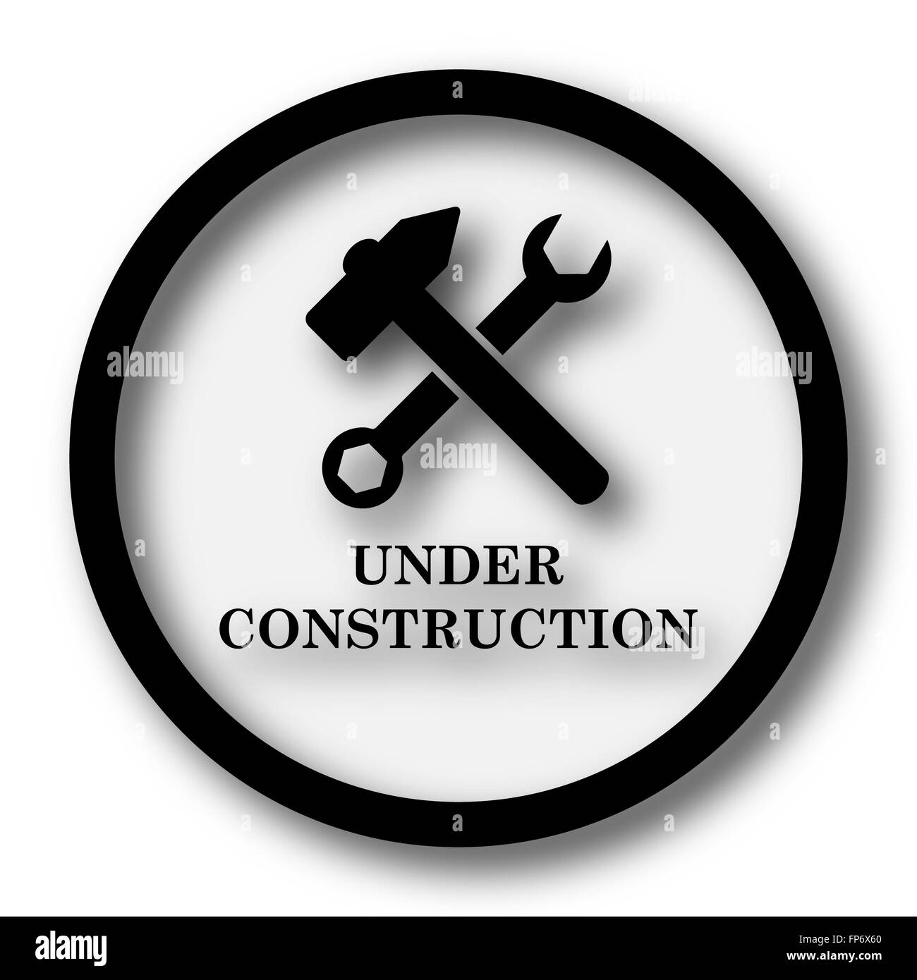 Under construction icon. Internet button on white background Stock ...