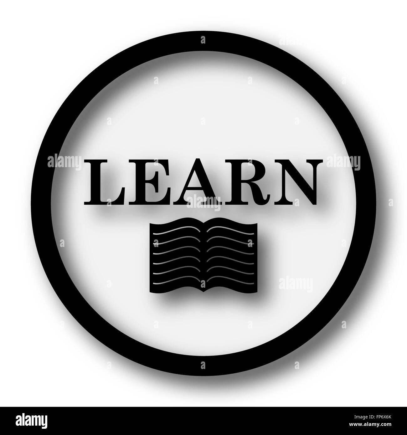 Learn icon. Internet button on white background Stock Photo - Alamy