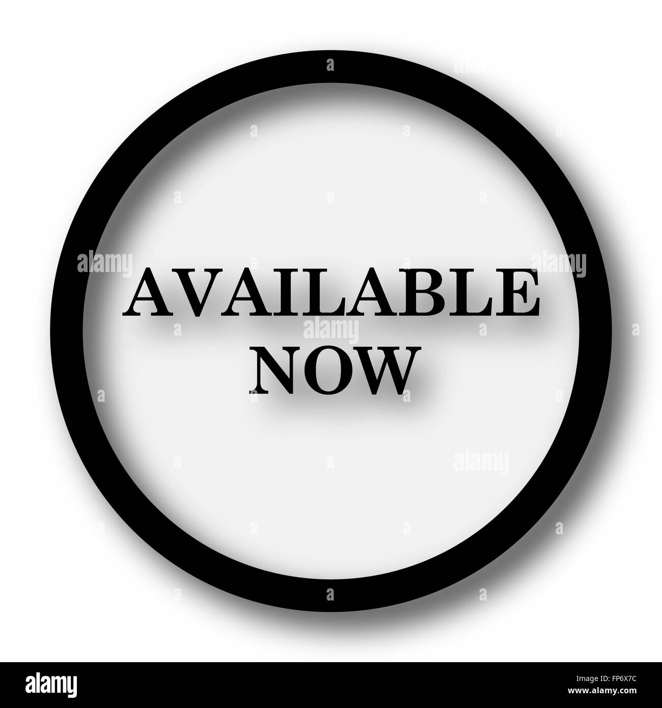 Available now icon. Internet button on white background Stock Photo - Alamy