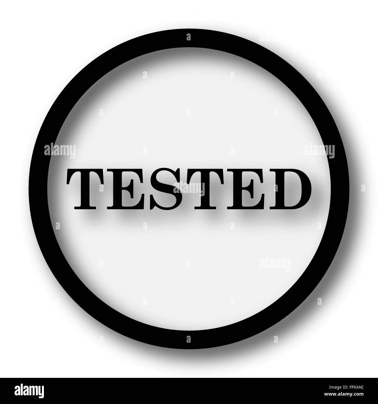 Tested icon. Internet button on white background Stock Photo - Alamy