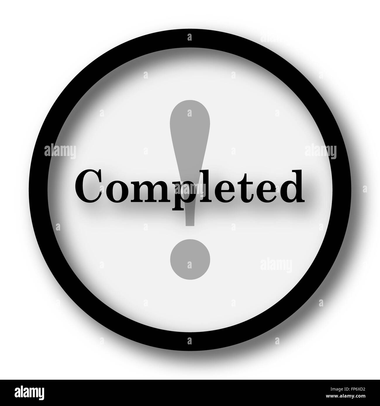 Completed icon. Internet button on white background Stock Photo - Alamy