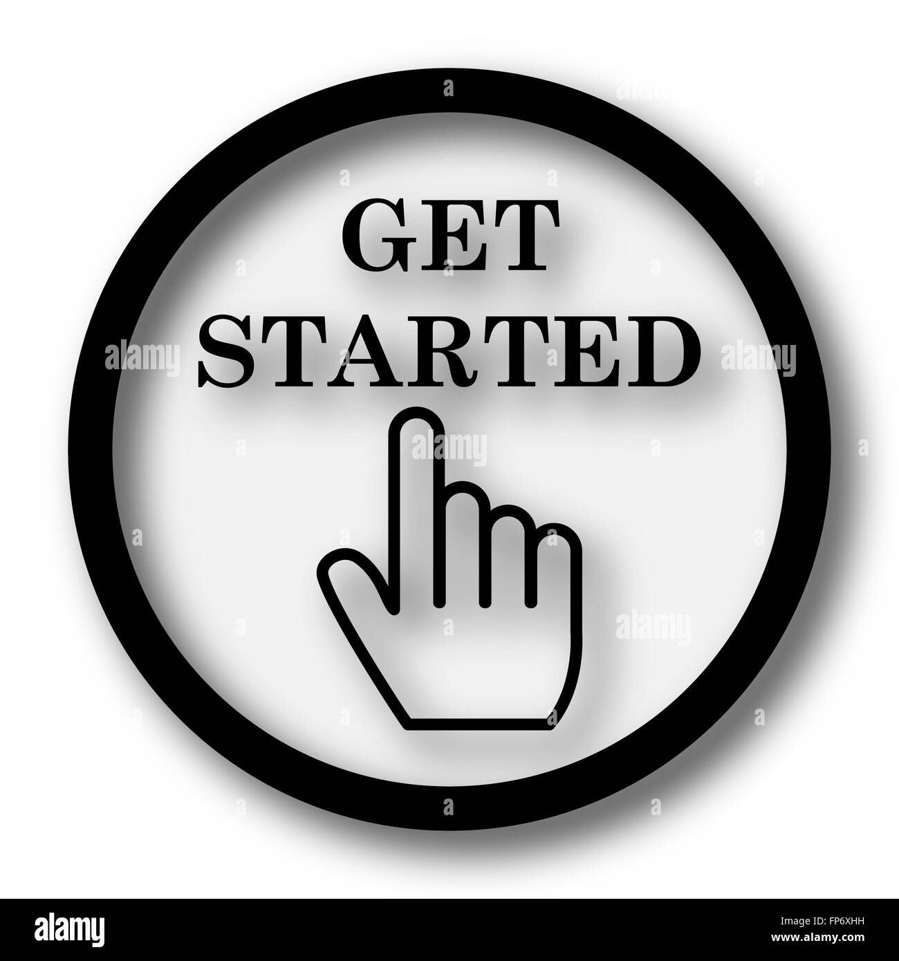 Get started icon. Internet button on white background Stock Photo - Alamy