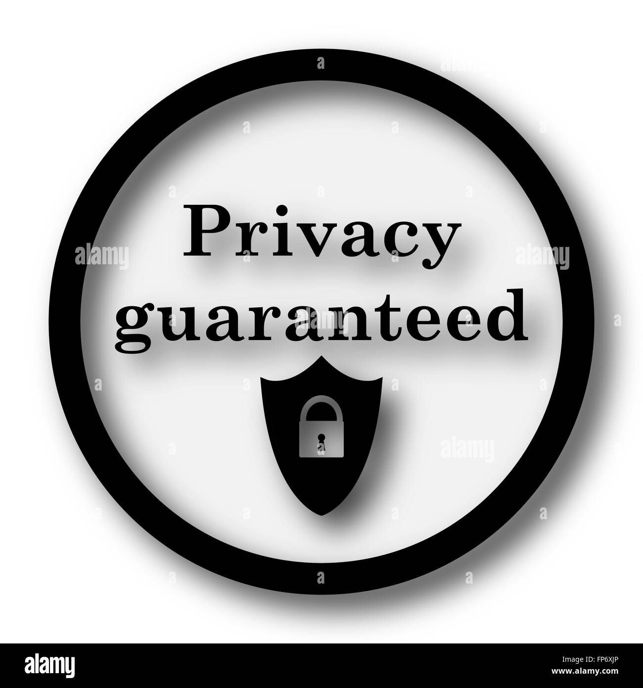 Privacy guaranteed icon. Internet button on white background Stock ...