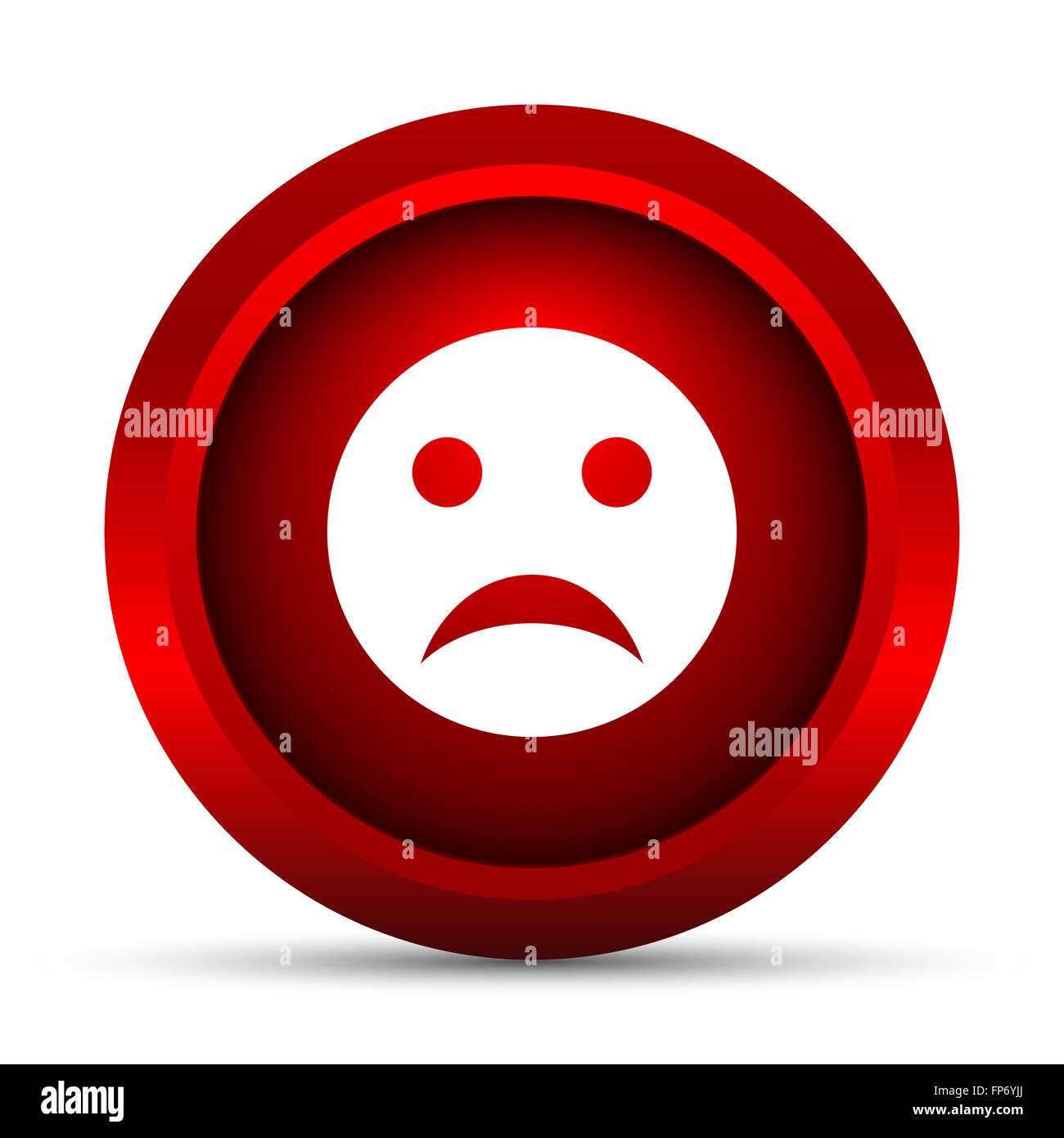 Sad smiley icon. Internet button on white background Stock Photo - Alamy
