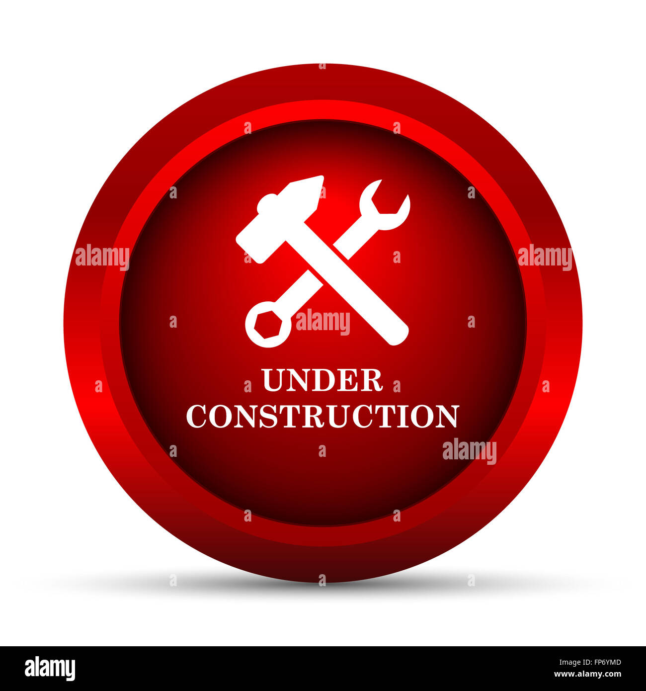 Under construction icon. Internet button on white background Stock ...