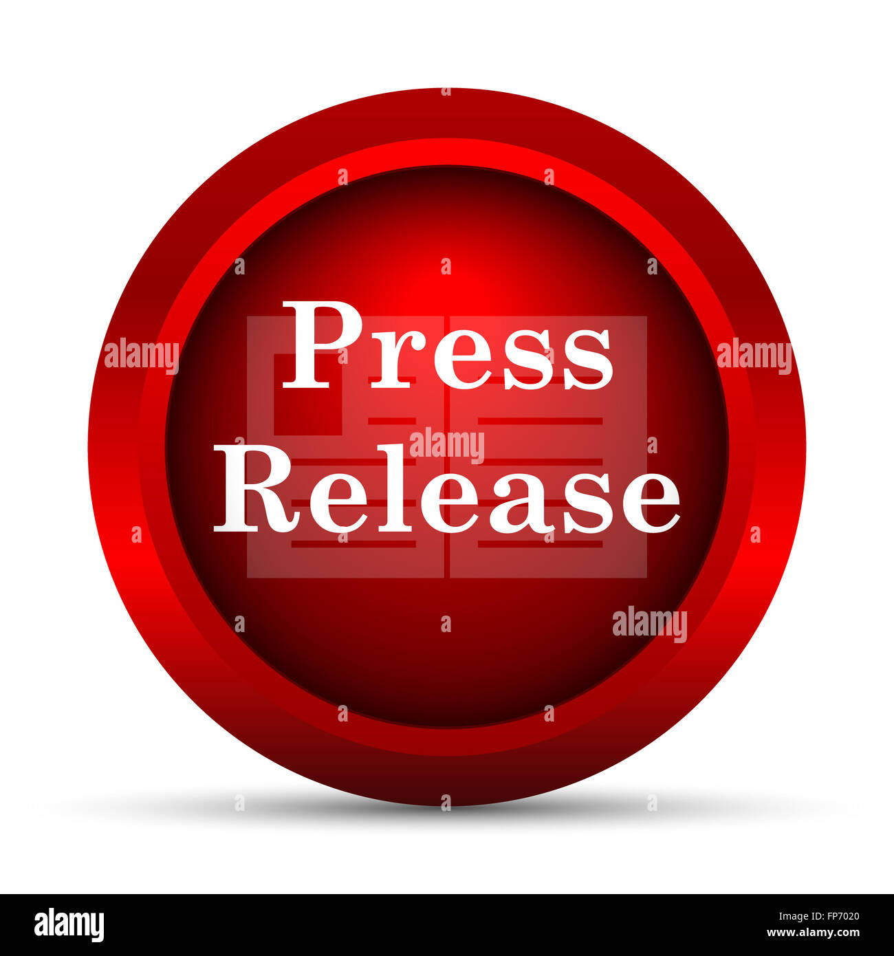 Press release icon. Internet button on white background Stock Photo - Alamy