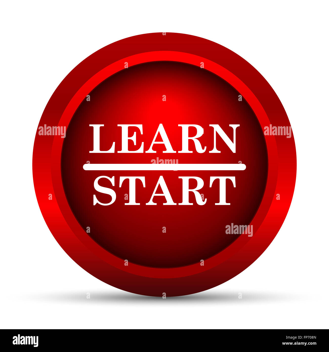 Start learn icon. Internet button on white background Stock Photo - Alamy