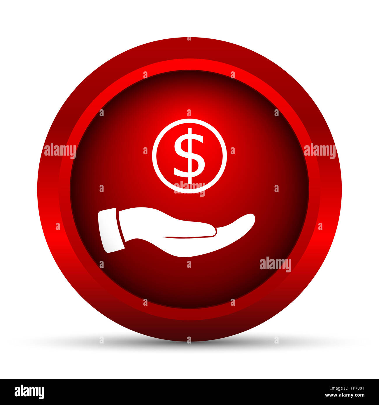 Money in hand icon. Internet button on white background Stock Photo - Alamy