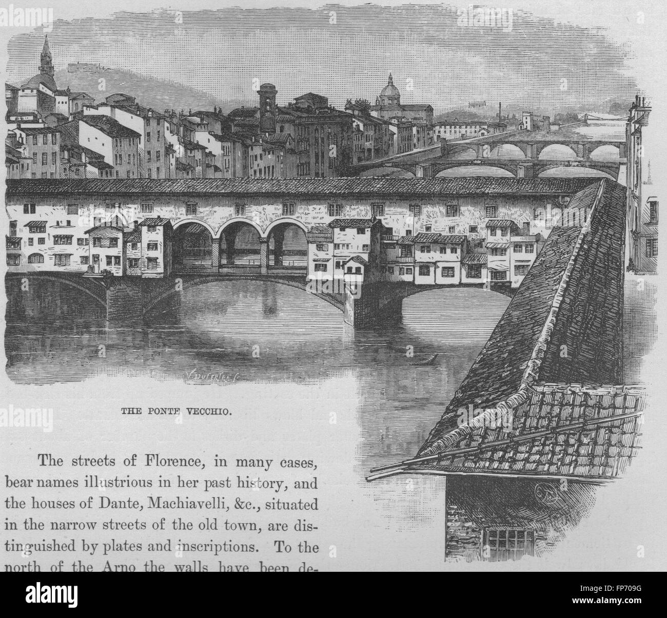 FLORENCE: The Ponte Vecchio, antique print 1882 Stock Photo - Alamy