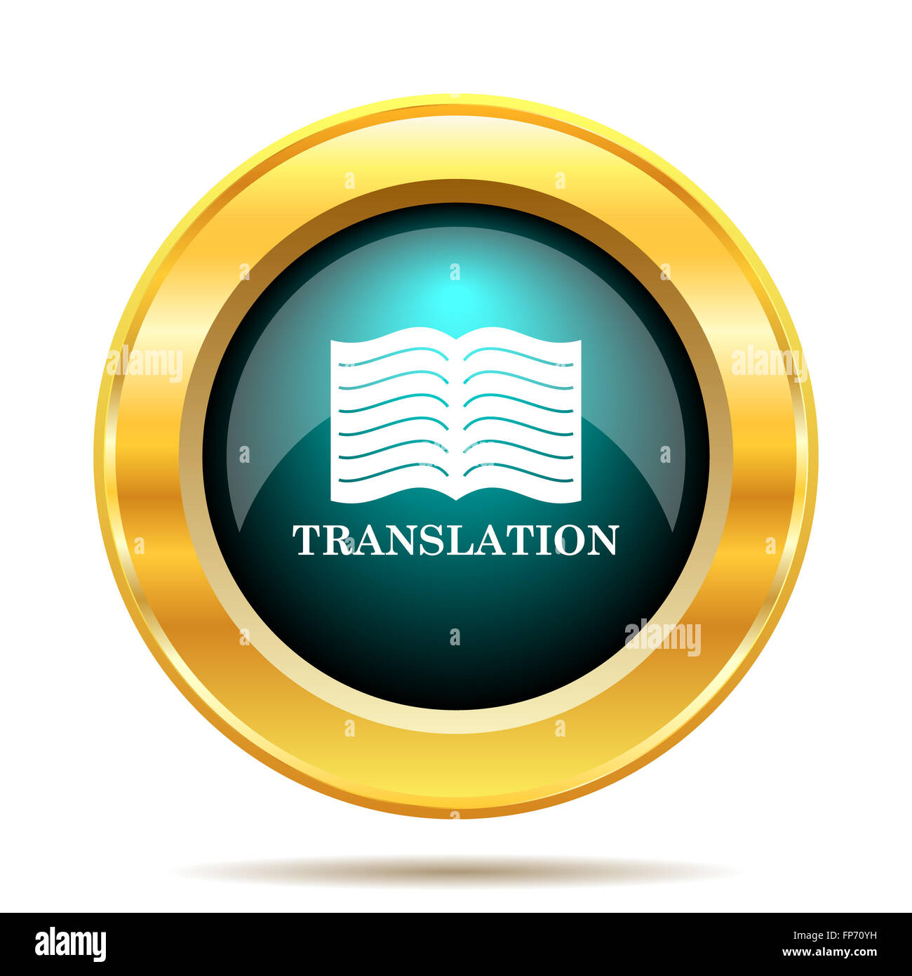 Translation book icon. Internet button on white background Stock Photo ...