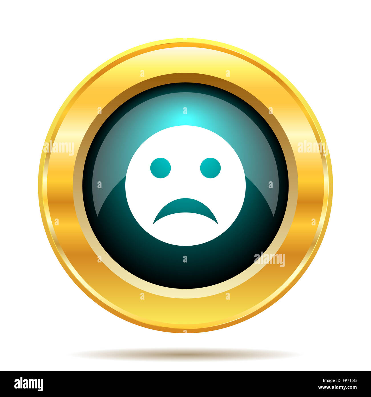 Sad smiley icon. Internet button on white background Stock Photo - Alamy