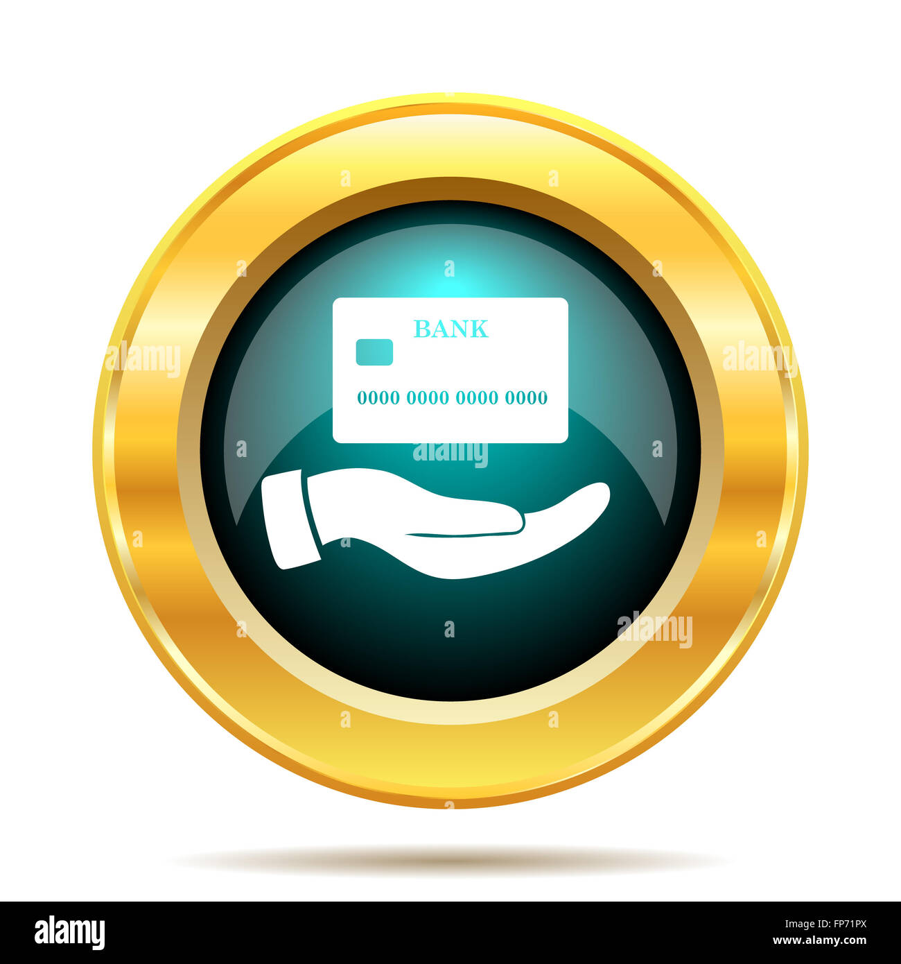 Hand holding credit card icon. Internet button on white background ...