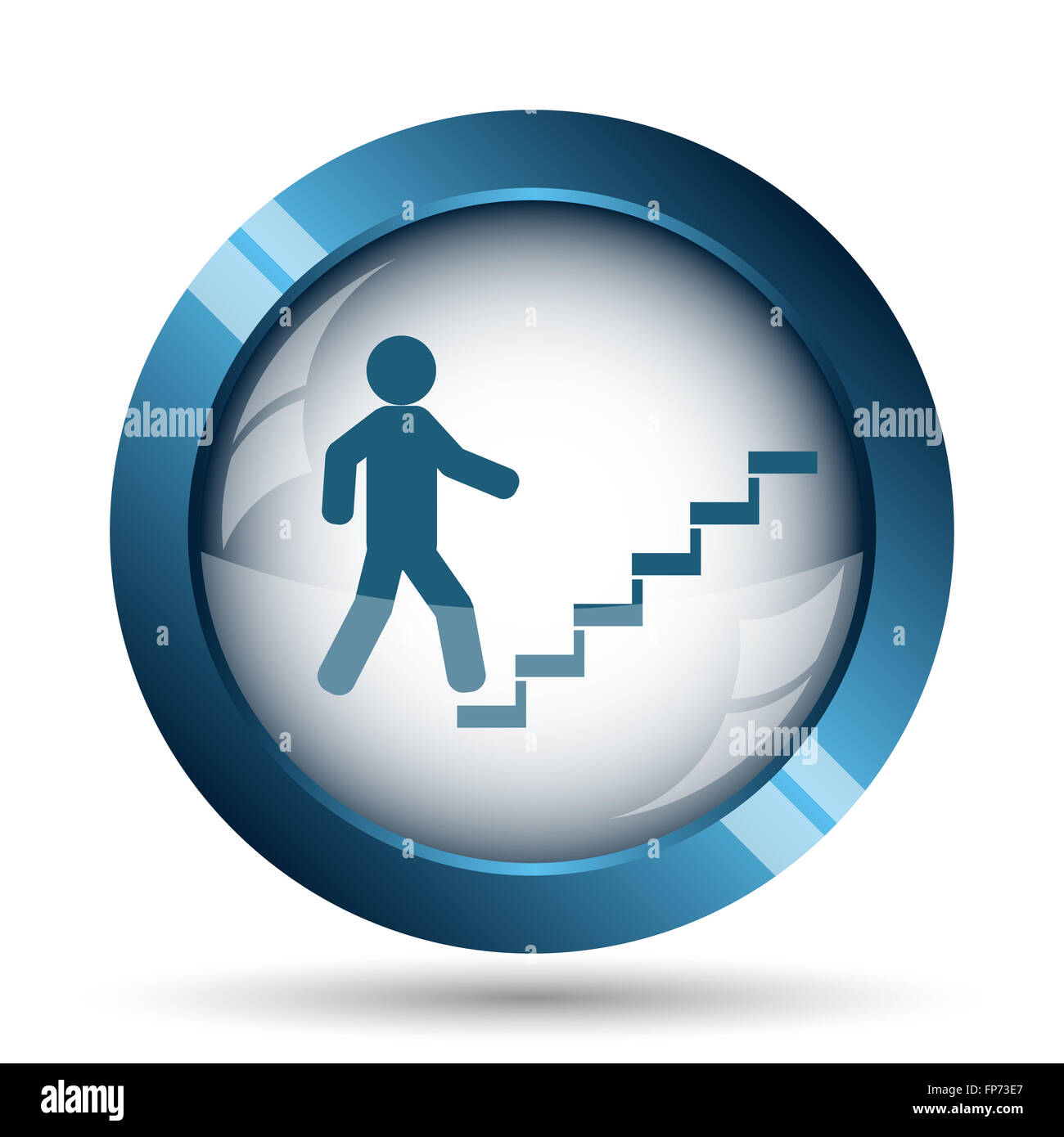 Businessman on stairs - success icon. Internet button on white ...