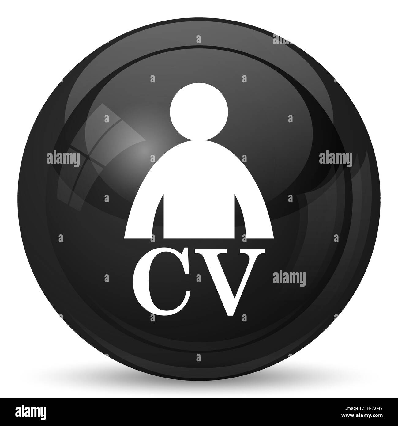 CV icon. Internet button on white background Stock Photo - Alamy