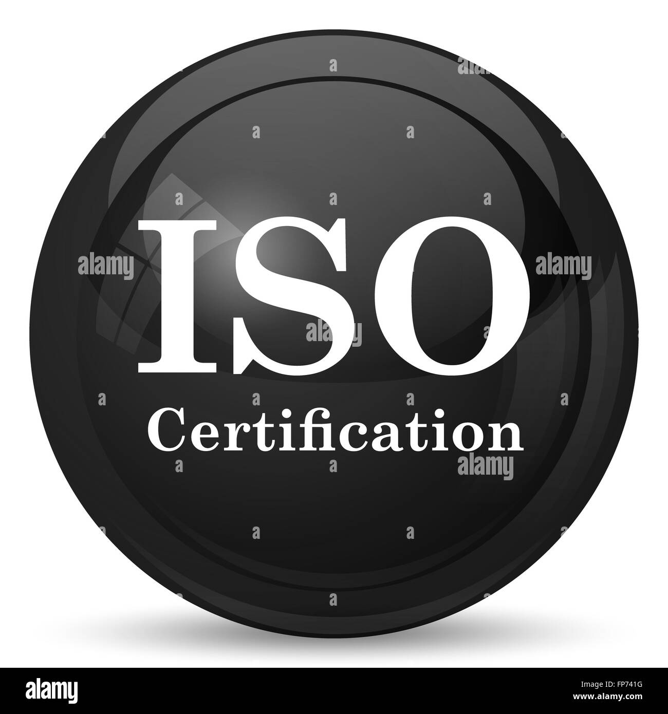 ISO certification icon. Internet button on white background Stock Photo ...