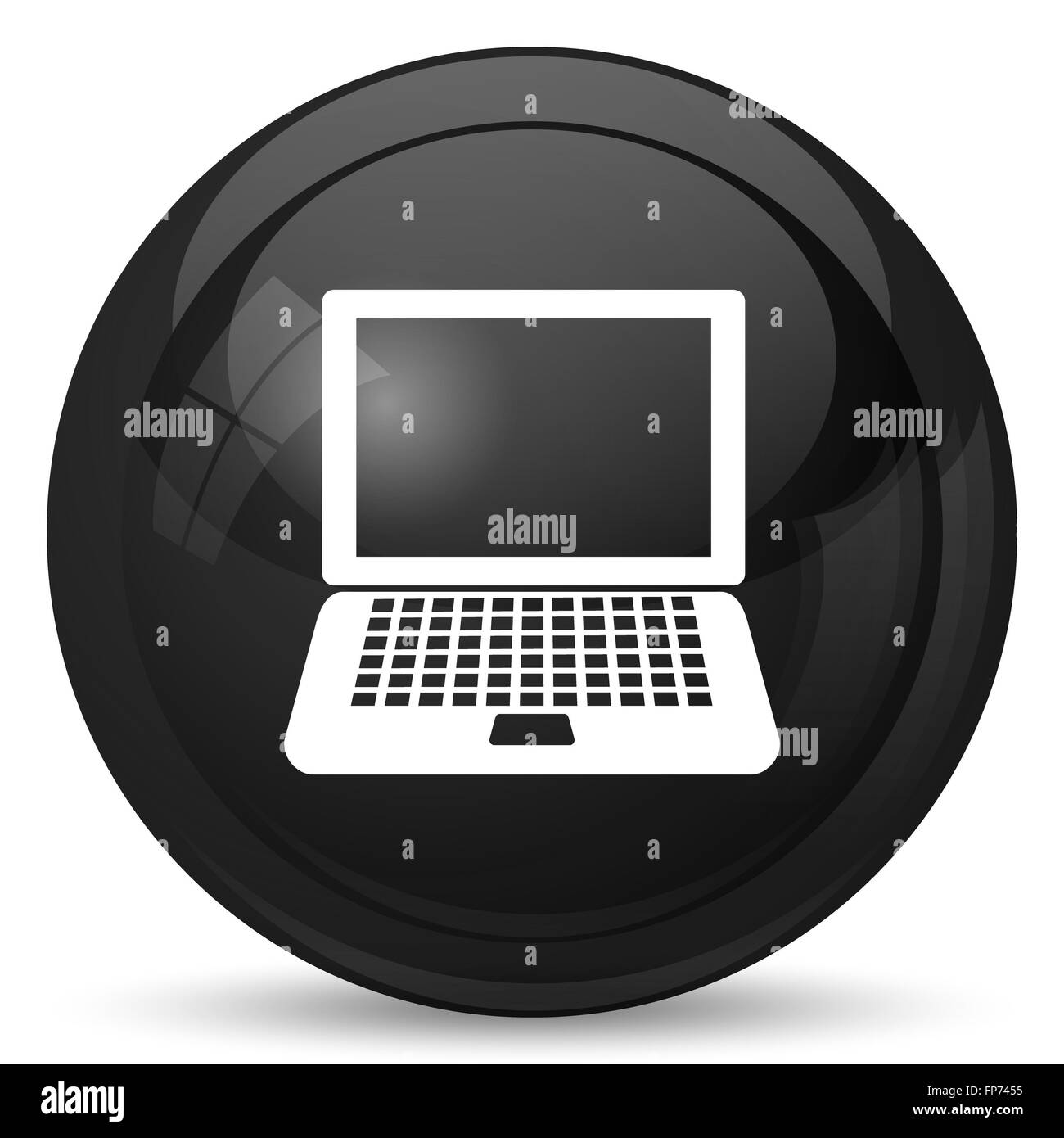 Laptop icon. Internet button on white background Stock Photo - Alamy