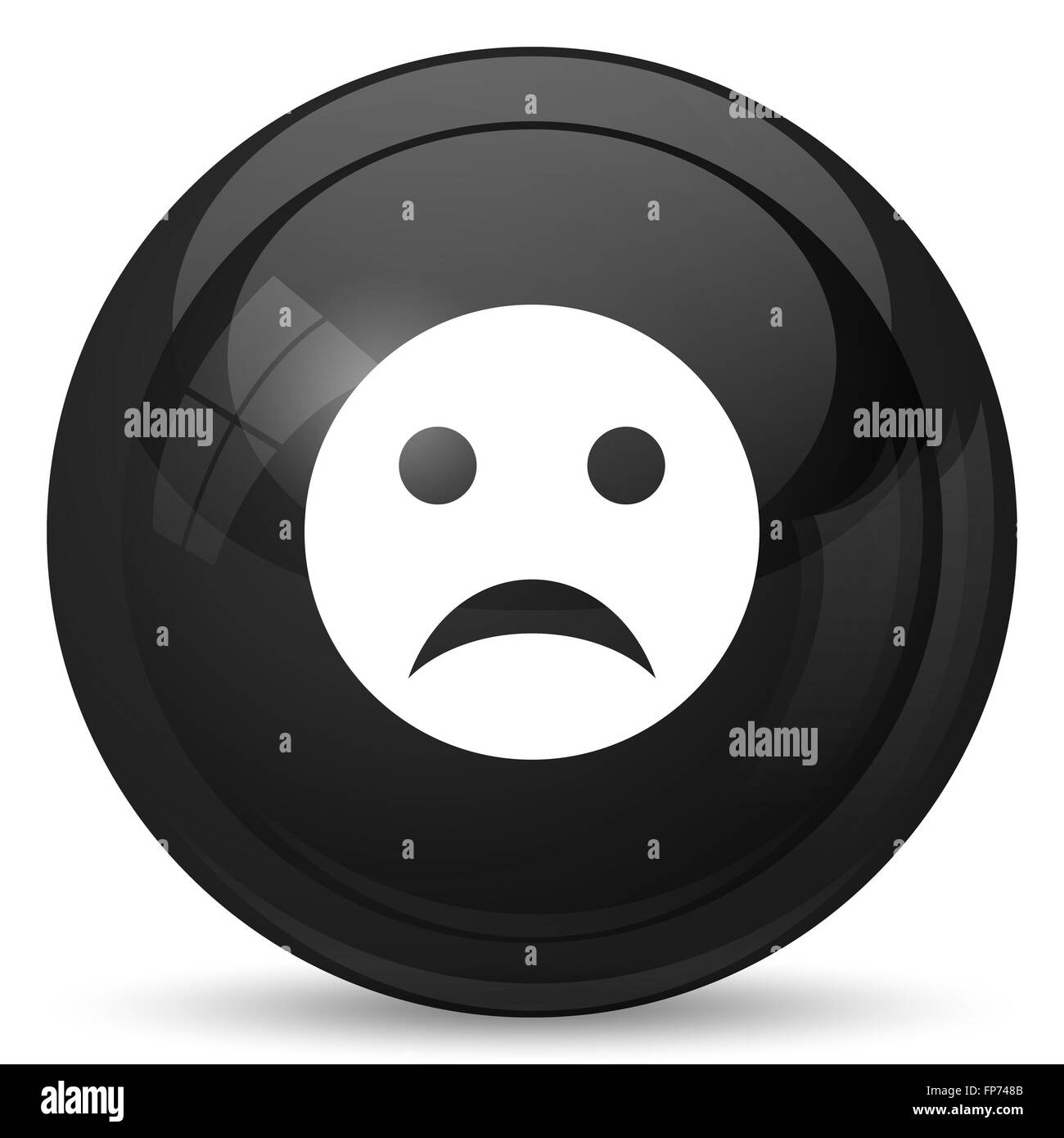 Sad smiley icon. Internet button on white background Stock Photo - Alamy